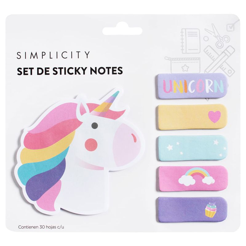 Set Simplicity Sticky Notes Unicornio Farmacity Uruguay