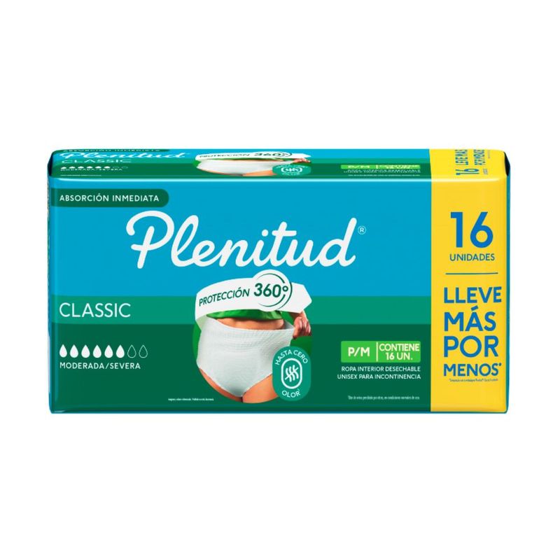 Ropa Interior Plenitud Classic Talle G/XG x 16 un - Farmacity Uruguay